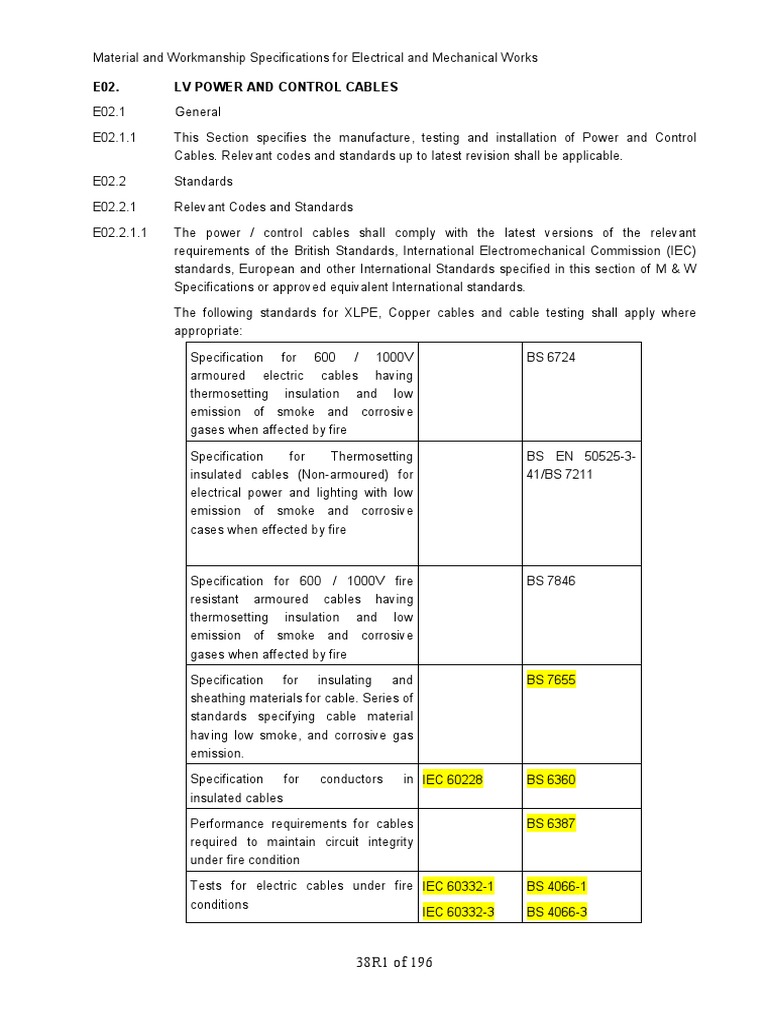 Cable Specs Ug Pdf Electrical Wiring Engineering