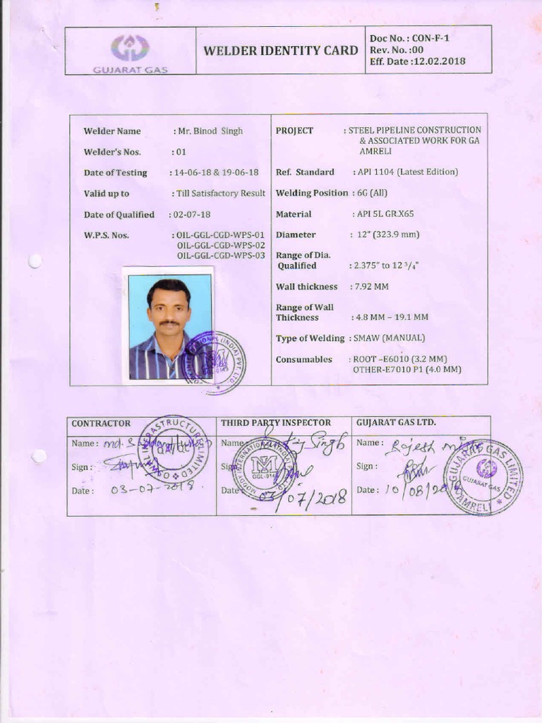 Welder Card | PDF