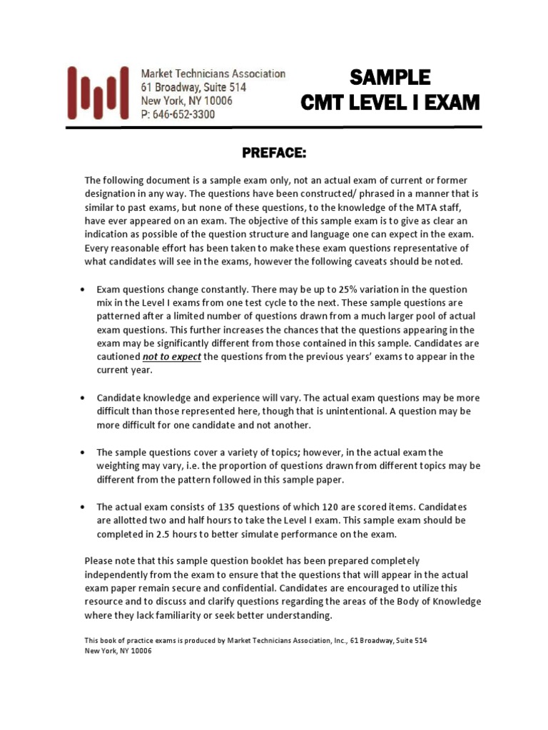 Sample CMT Level I Exam PDF | PDF | Bonds (Finance) | Yield (Finance)