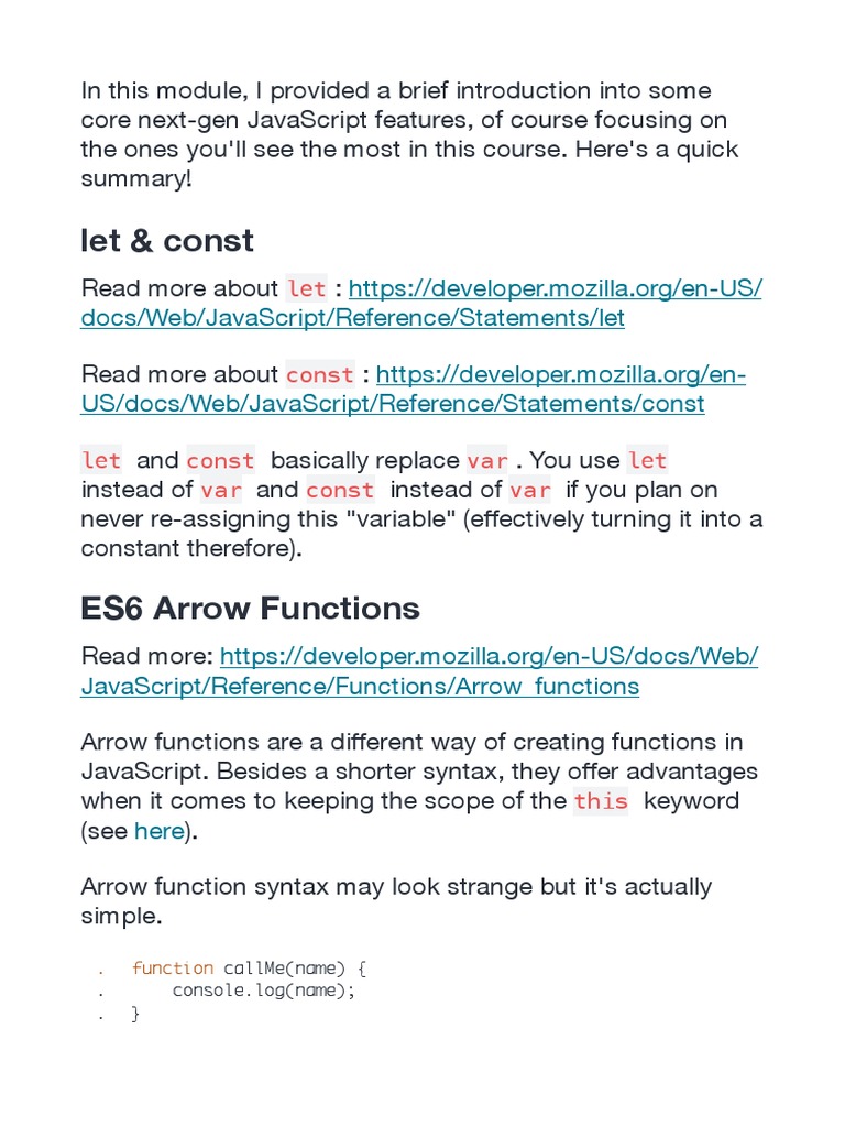 Next-Gen JavaScript Features Overview | PDF | Class (Computer ...