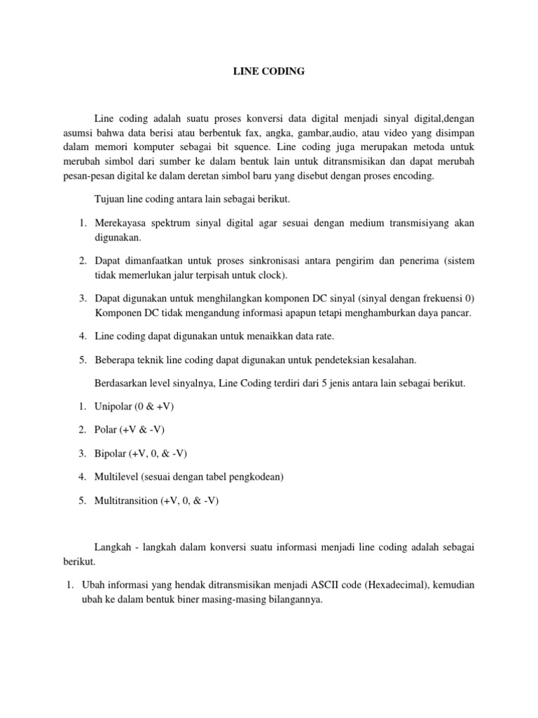 LINE CODING TECHNIQUES | PDF