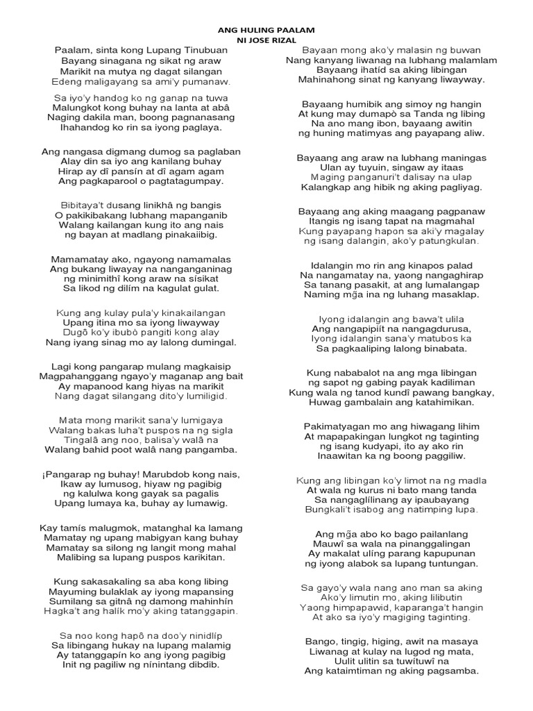 Ang Huling Paalam Ni Dr. Jose Rizal | PDF Ang Huling Paalam Ni Dr. Jose Rizal | PDF