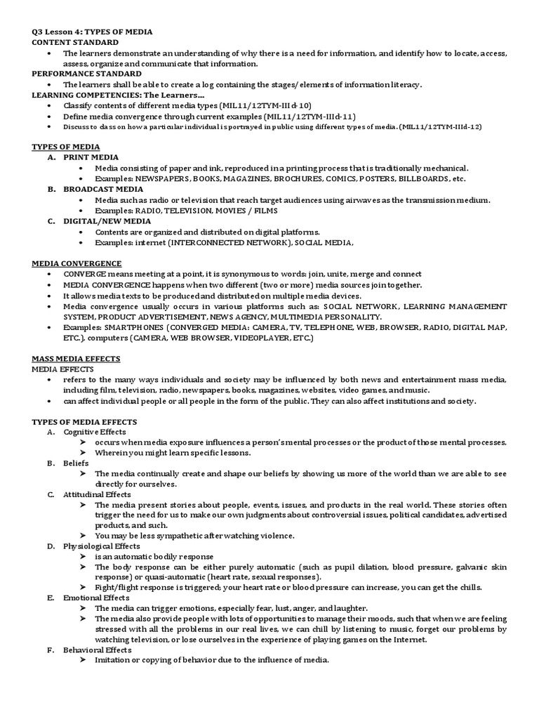 Understanding Media Types and Effects | PDF | Technological Convergence ...