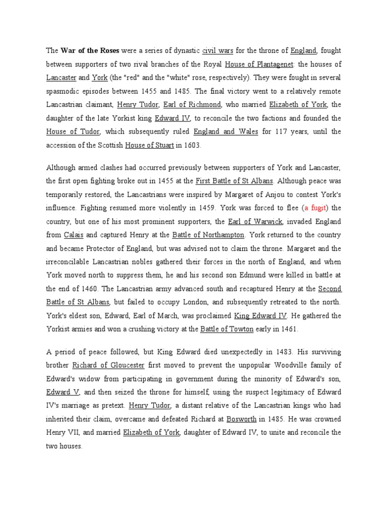 The War of The Roses | PDF | Wars Of The Roses | House Of Lancaster