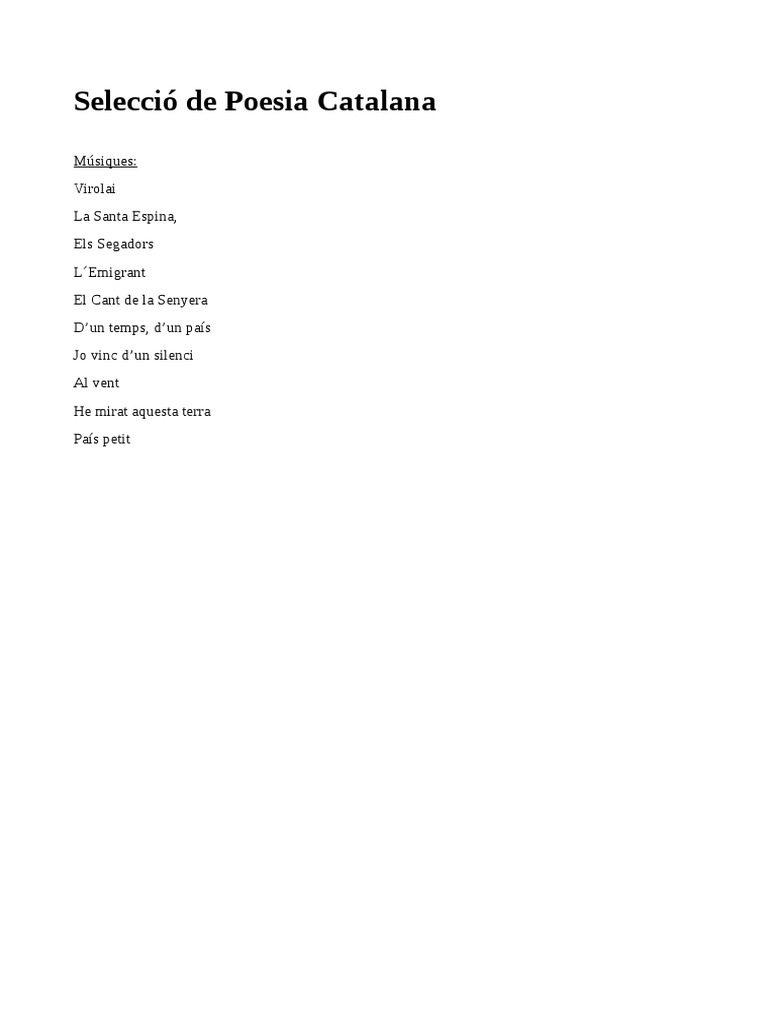 Poemes Catalans | PDF