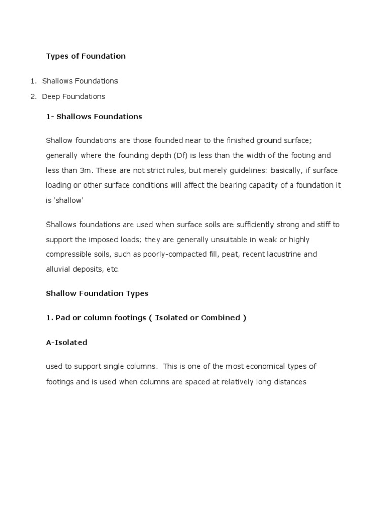 Types of Foundation | PDF | Deep Foundation | Foundation (Engineering)
