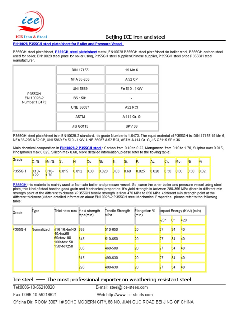 En 10028 P355GH | PDF | Sheet Metal | Manganese