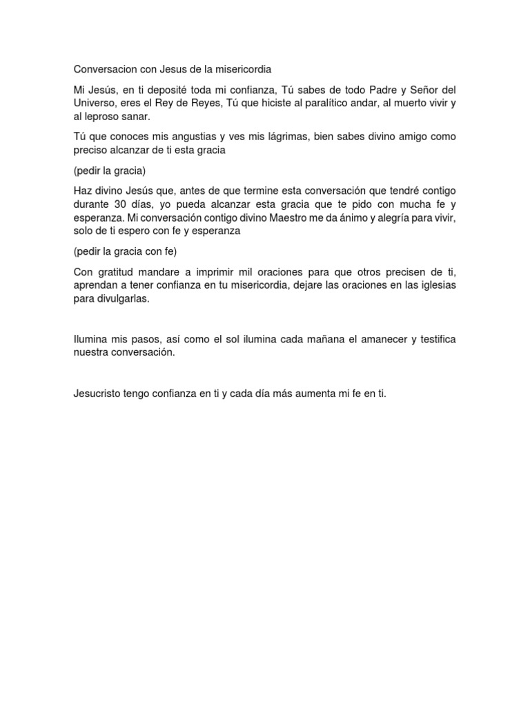 Conversacion Con Jesus de La Misericordia | PDF | Fe | Oración
