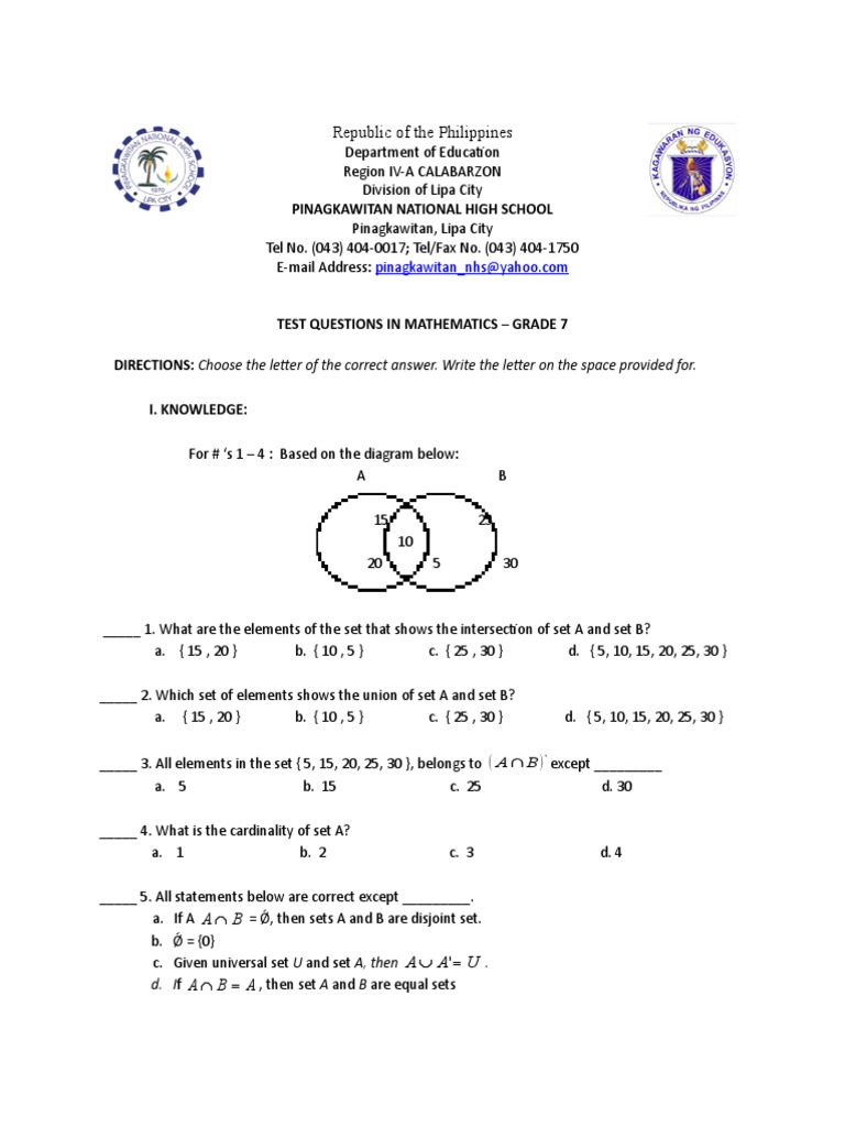 Math 7 First Quarter | PDF | Arithmetic | Numbers