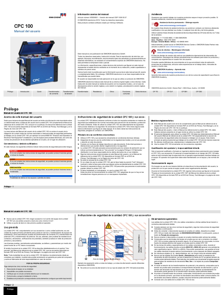 CPC 100 User Manual ESP | PDF | Corriente eléctrica | Transformador