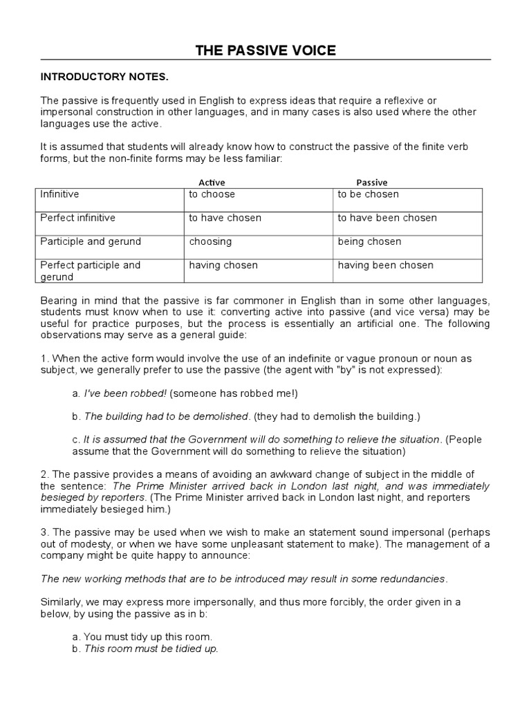 The Passive Voice Theory and Practice Upper Intermediate Andadvanced ...