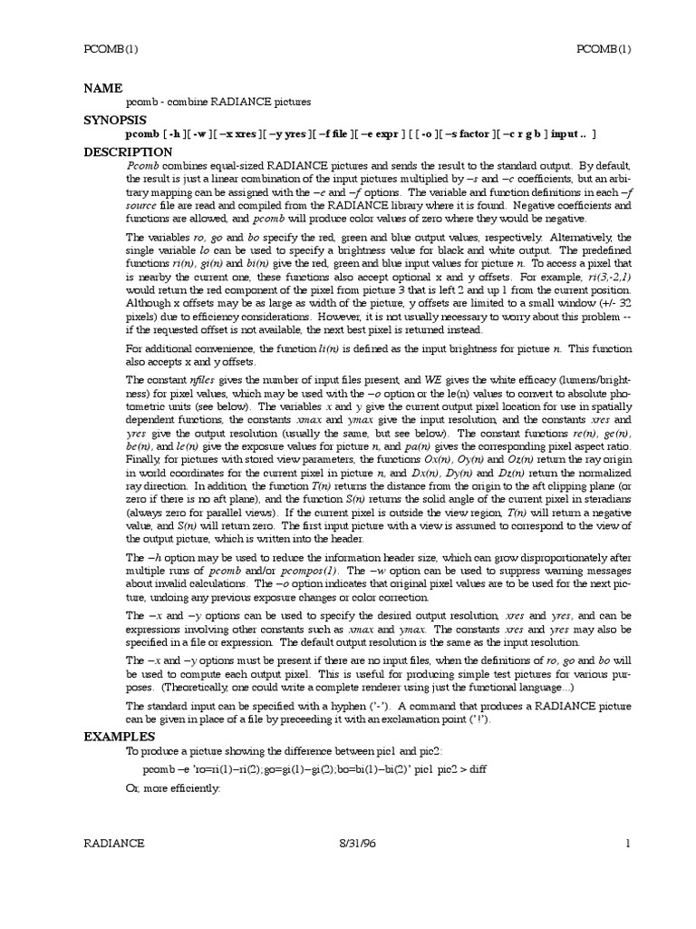 Pcomb | PDF | Function (Mathematics) | Pixel