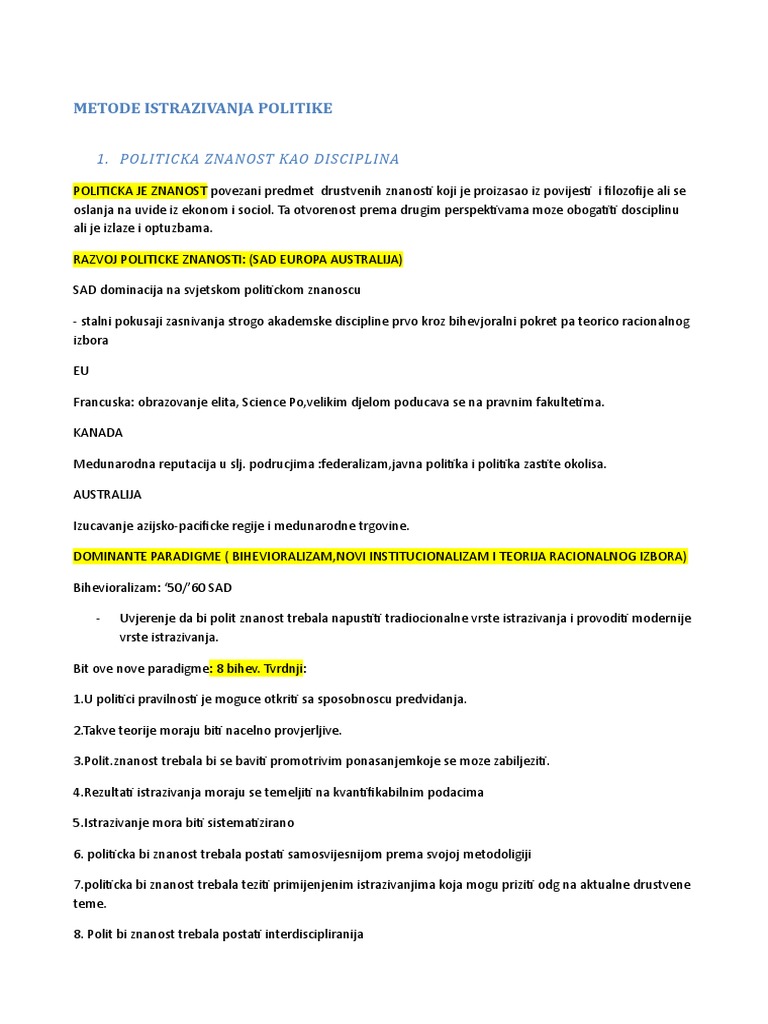 Metode Istrazivanja Politike | PDF