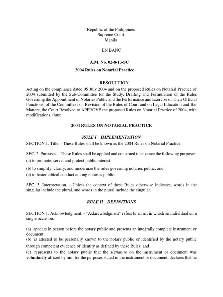Rules On Notarial Act. | PDF | Notary Public | Signature