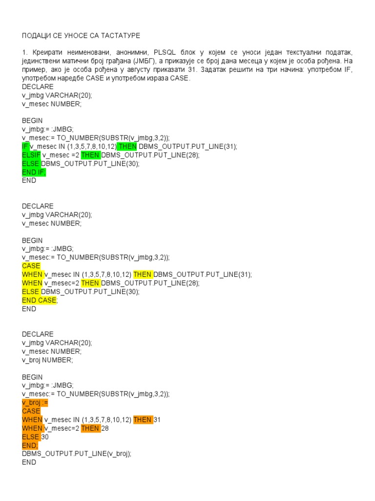 16 PLSQL Anonimni Blok | PDF