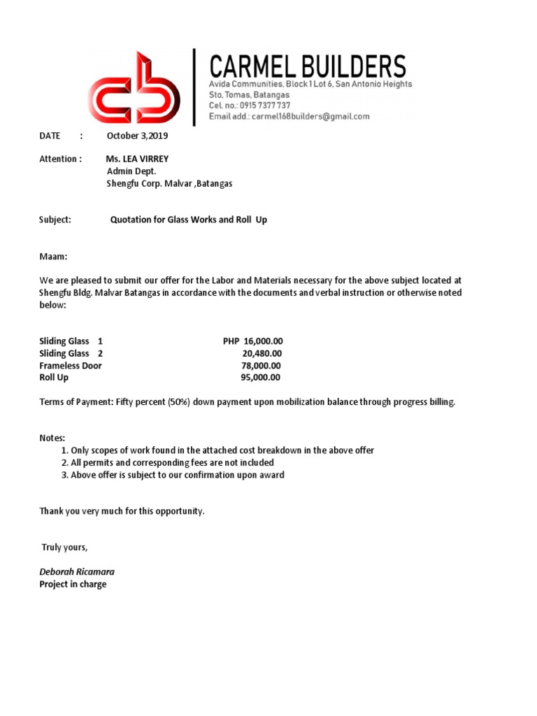 Shengzu Roll Up Door Quotation | PDF | Business