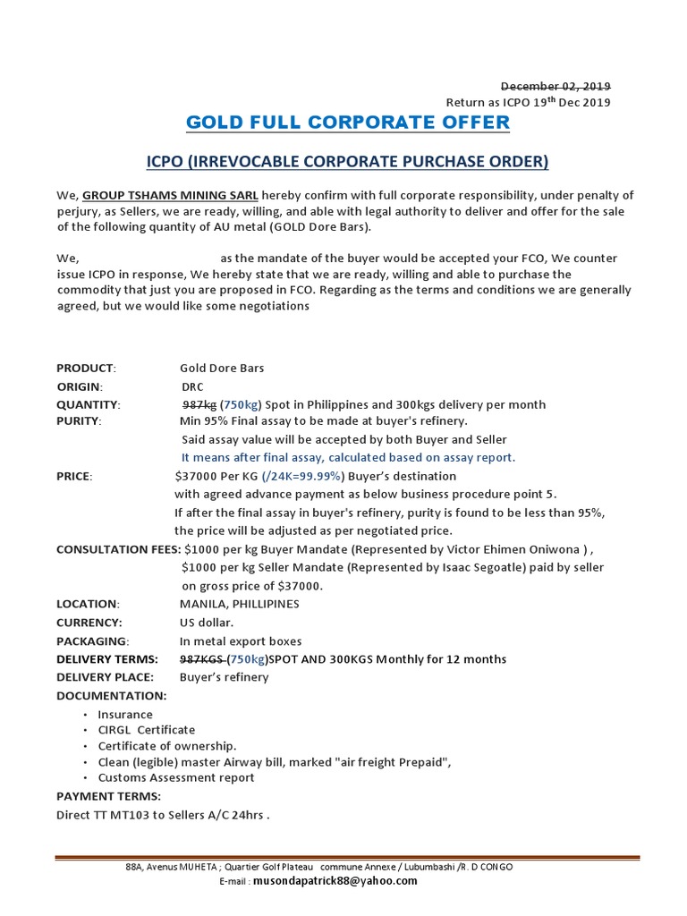 FCO Victor Phillipines GOLD | PDF | Payments | Cargo