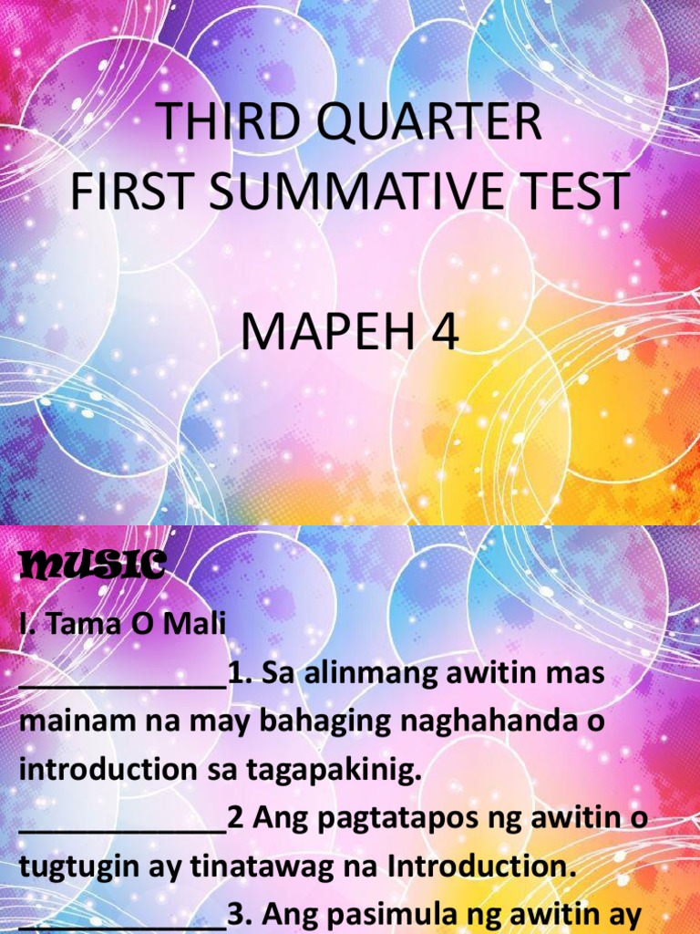 Powerpoint First Summative 3RD Quarter Mapeh | PDF