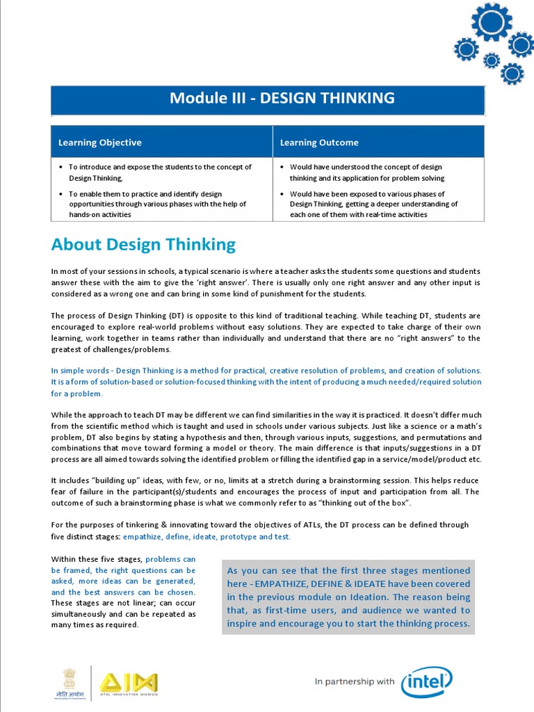 Introduction To Design Thinking PDF | PDF | Design Thinking | Brainstorming