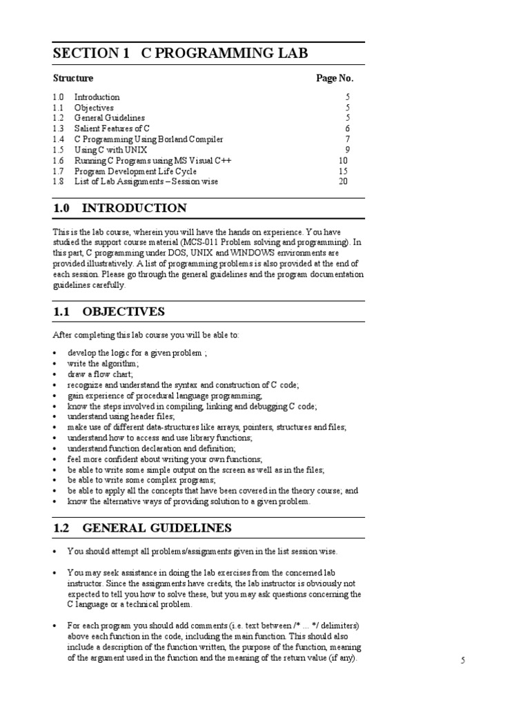 mcsl-17 C and Assembly Language Programming Lab | PDF | C (Programming Language) | Computer ...