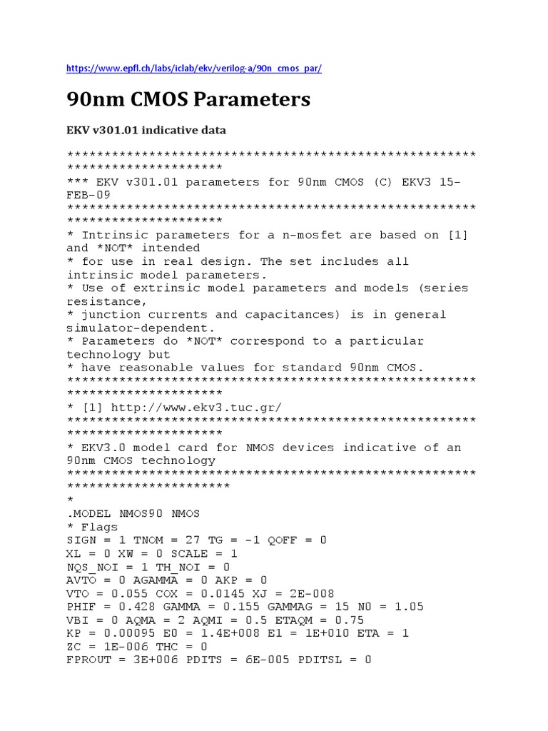 90nm Cmos Ekv v301.01 | PDF | Cmos | Semiconductor Devices