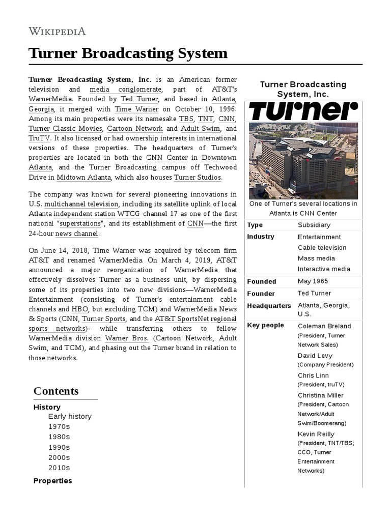 Turner Broadcasting System | PDF | Companies | Media Companies Of North ...