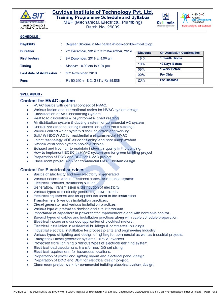 Comprehensive MEP Training Programme: Schedule, Syllabus, and Career ...