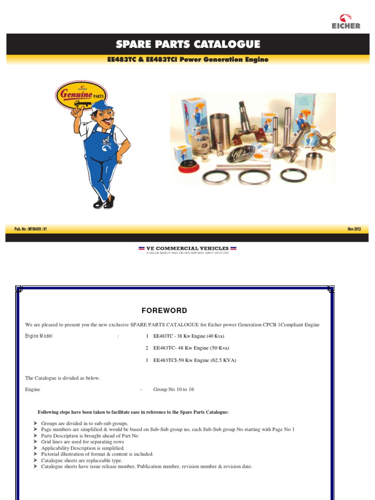 Spare Parts Catalogue PDF | PDF | Cylinder (Engine) | Piston