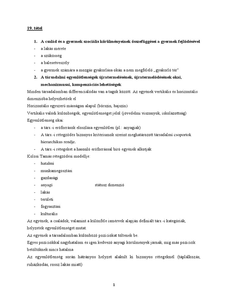 19.tétel Kisgyermeknevelő És Gondozó Okj | PDF