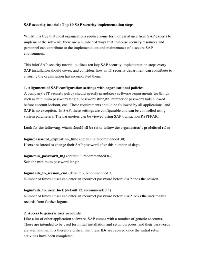 SAP Security Tutorial | PDF | Computer Security | Security