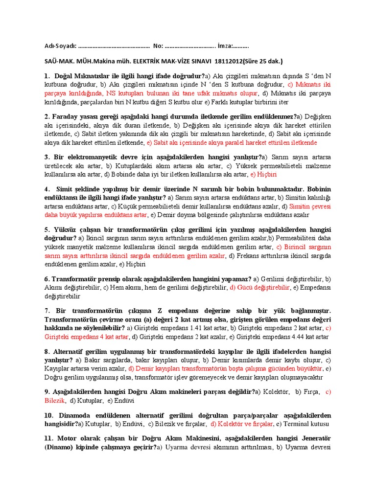 MM ElekMak Arasinav | PDF