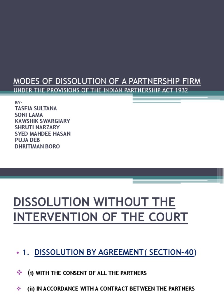 Partnership Firm Dissolution Methods | PDF