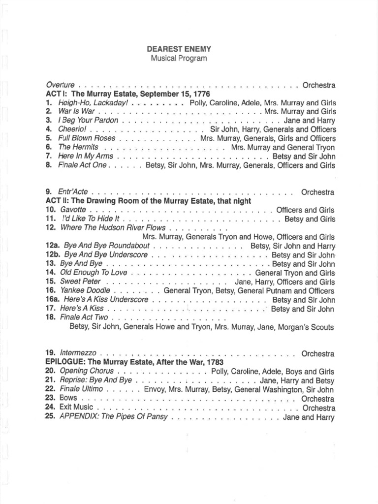 Dearest Enemy (PV Score) | PDF