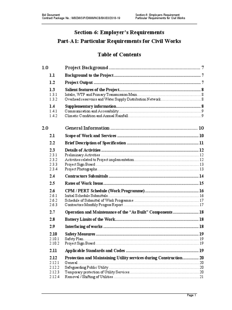06 Part A-1 CIVIL WORKS PR PDF | PDF | Drinking Water | Pipe (Fluid ...
