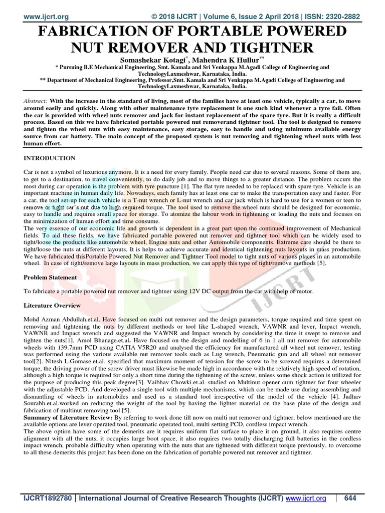 Multi Nut Bolt Tightner or Remover | PDF | Gear | Electric Motor