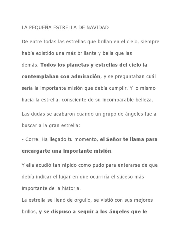 Cuento Drama - La Pequeña Estrella de Navidad | PDF | Estrellas