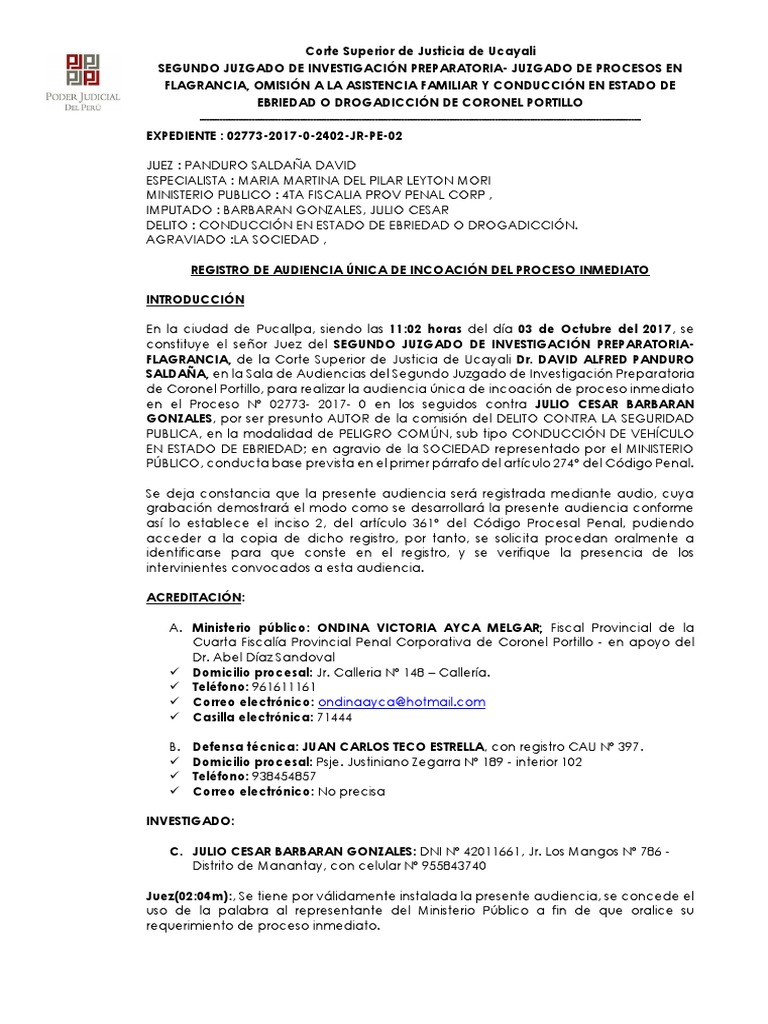 Modelo de Incoacion Simple Cee | PDF | Derecho penal | Judicaturas