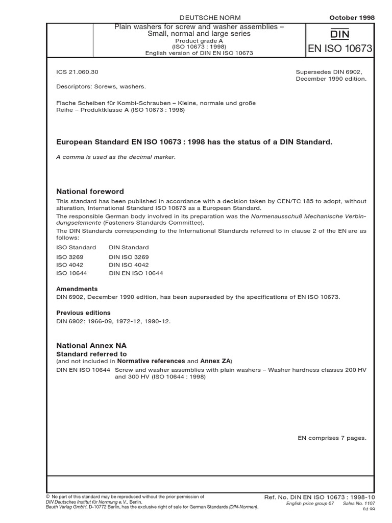 ISO 10673 - Plain Washer PDF | PDF | International Organization For ...