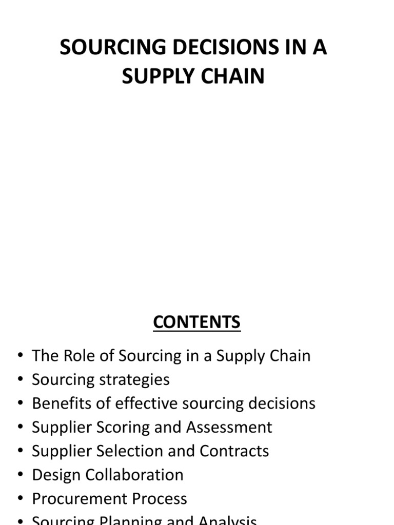 Sourcing Decisions in Supply Chain Management | PDF | Procurement ...