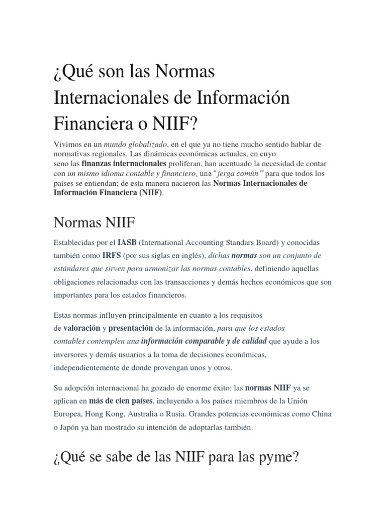 Una introducción a las Normas Internacionales de Información Financiera ...