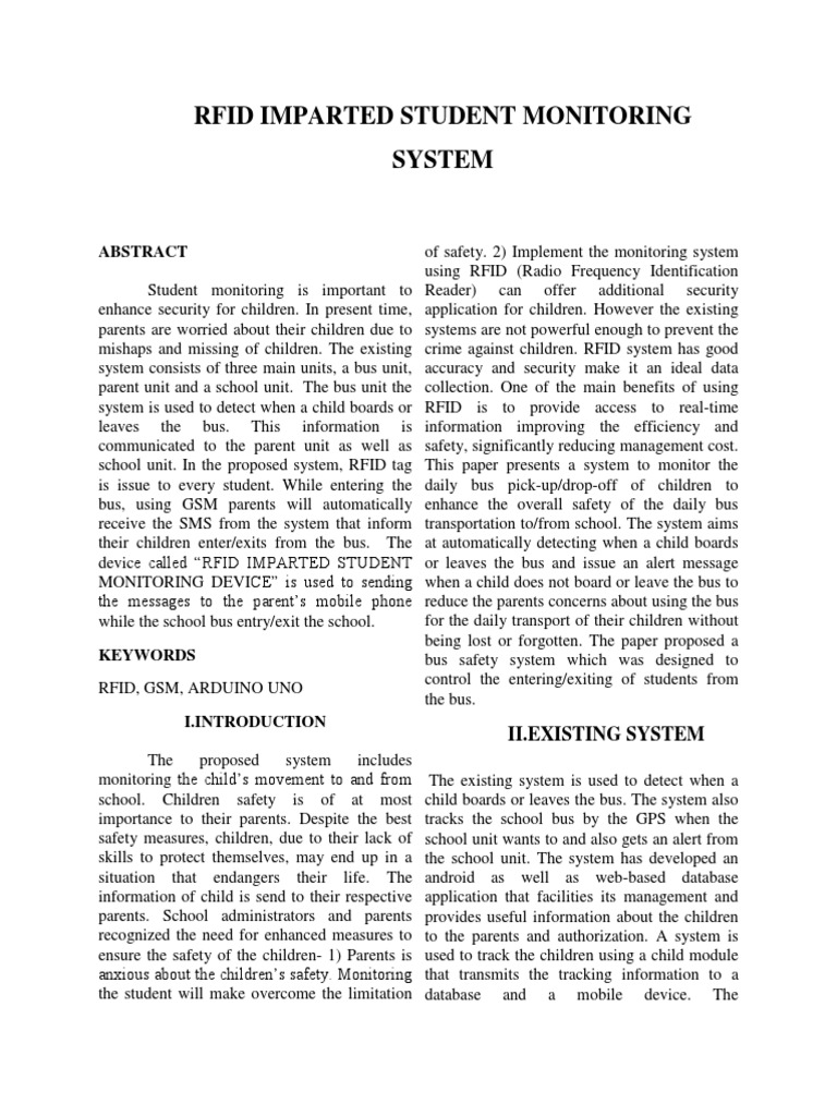 Rfid Imparted Student Monitoring System | PDF | Radio Frequency ...