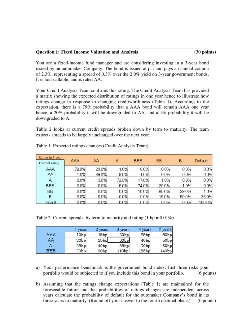 Fixed Income Bond Analysis and Risks | PDF | Bond Credit Rating | Fixed ...