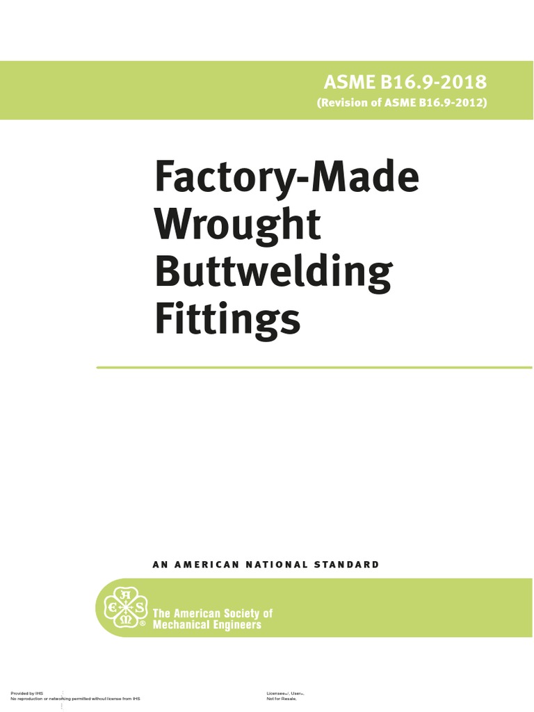 Asme B16.9 - 2018 | PDF | Gas Technologies | Mechanical Engineering