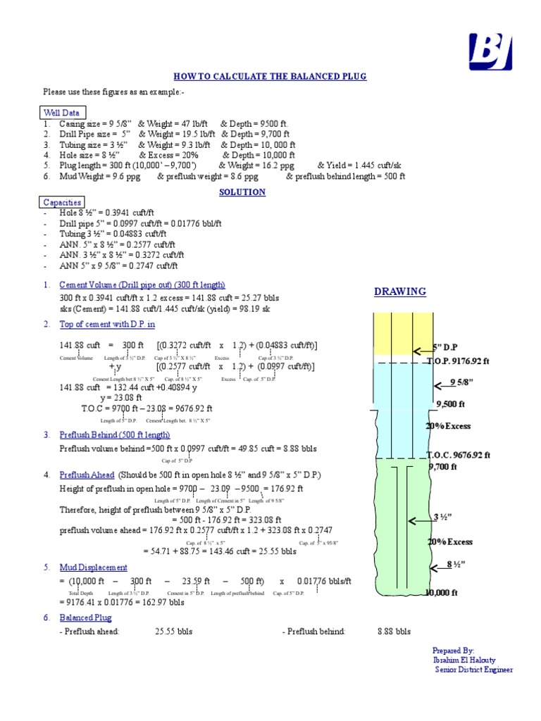 How To Calculate The Balanced Plug 1 | PDF | Casing (Borehole ...