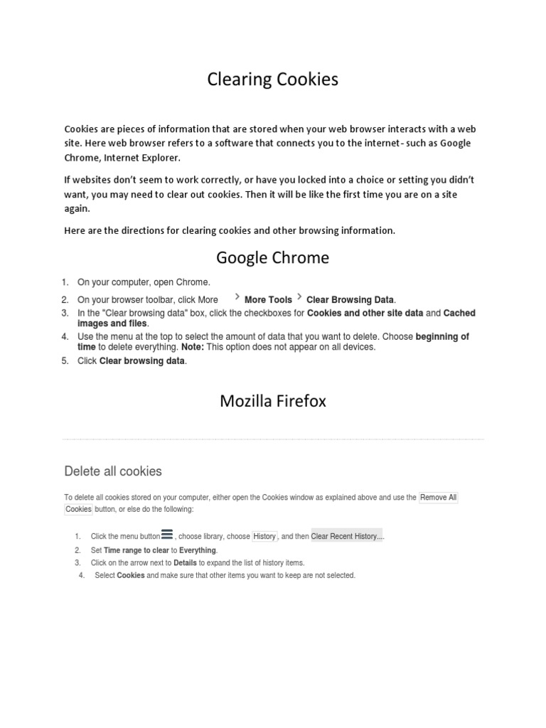 Clearing Cookies | PDF | Http Cookie | Internet Explorer
