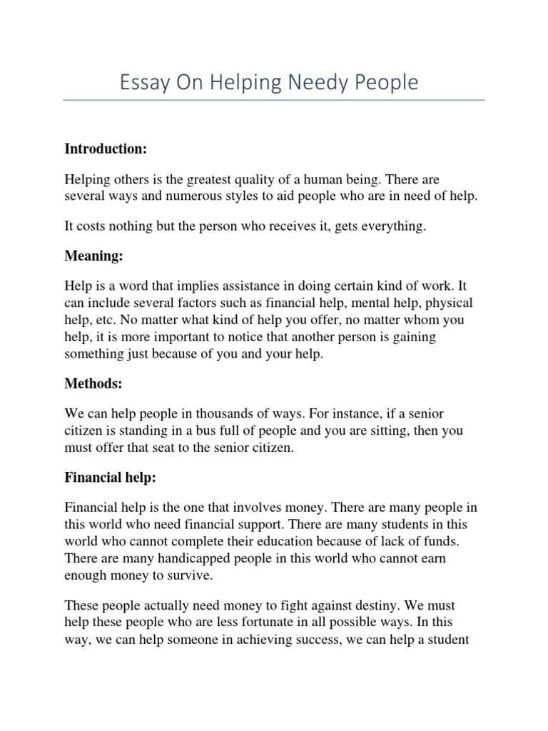 Essay On Helping Needy People | PDF | Philosophical Theories