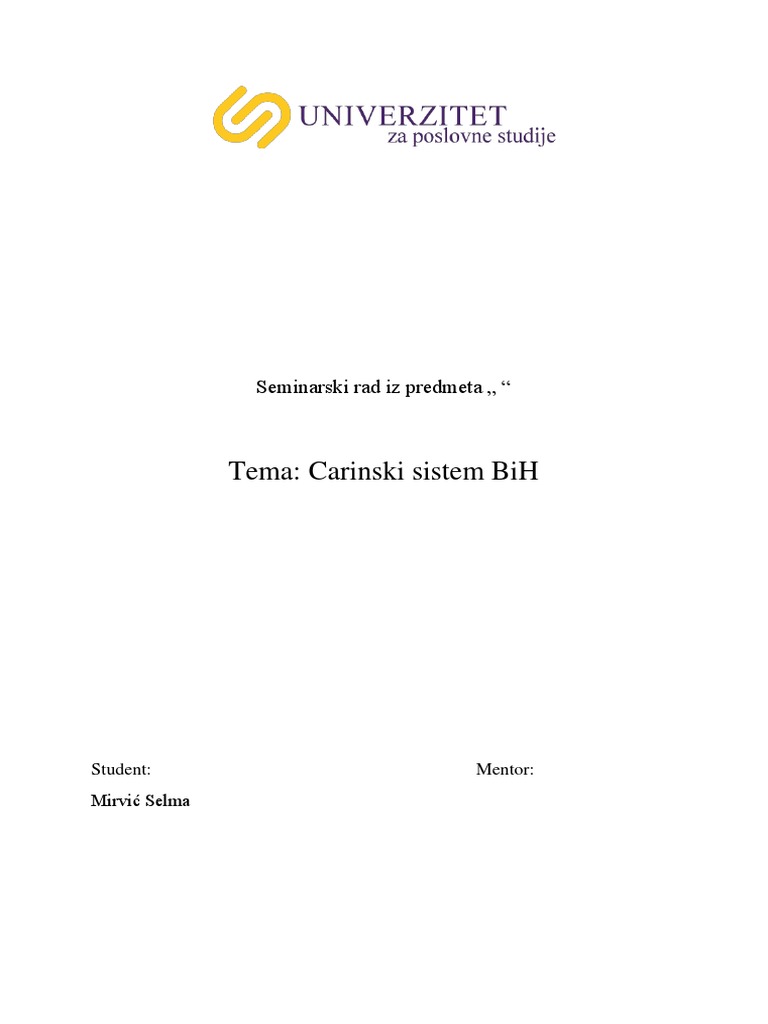 Carinski Sistemi BiH | PDF