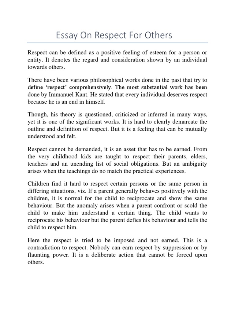 Defining Respect: An Analysis of the Qualities and Behaviors that Earn ...