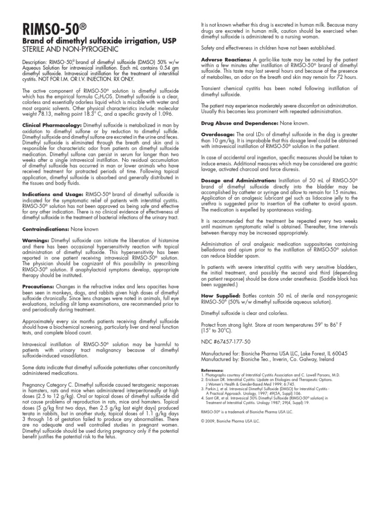Rimso 50 | PDF | Dimethyl Sulfoxide | Medical Specialties