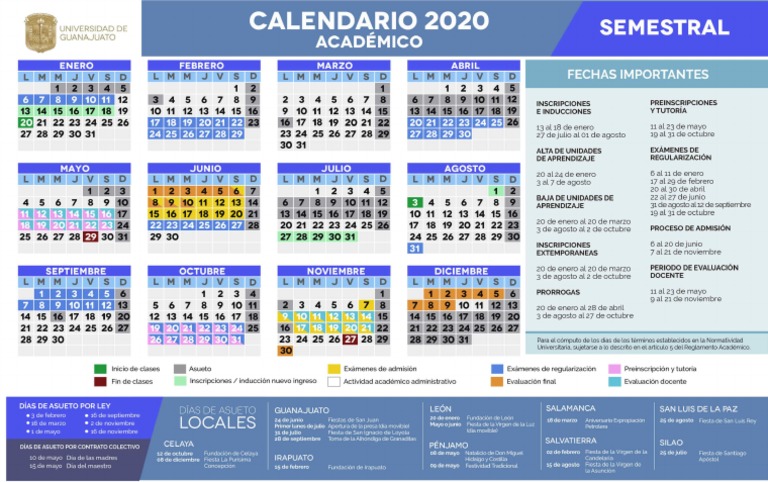 Calendario Academico Semestral 2020 | PDF